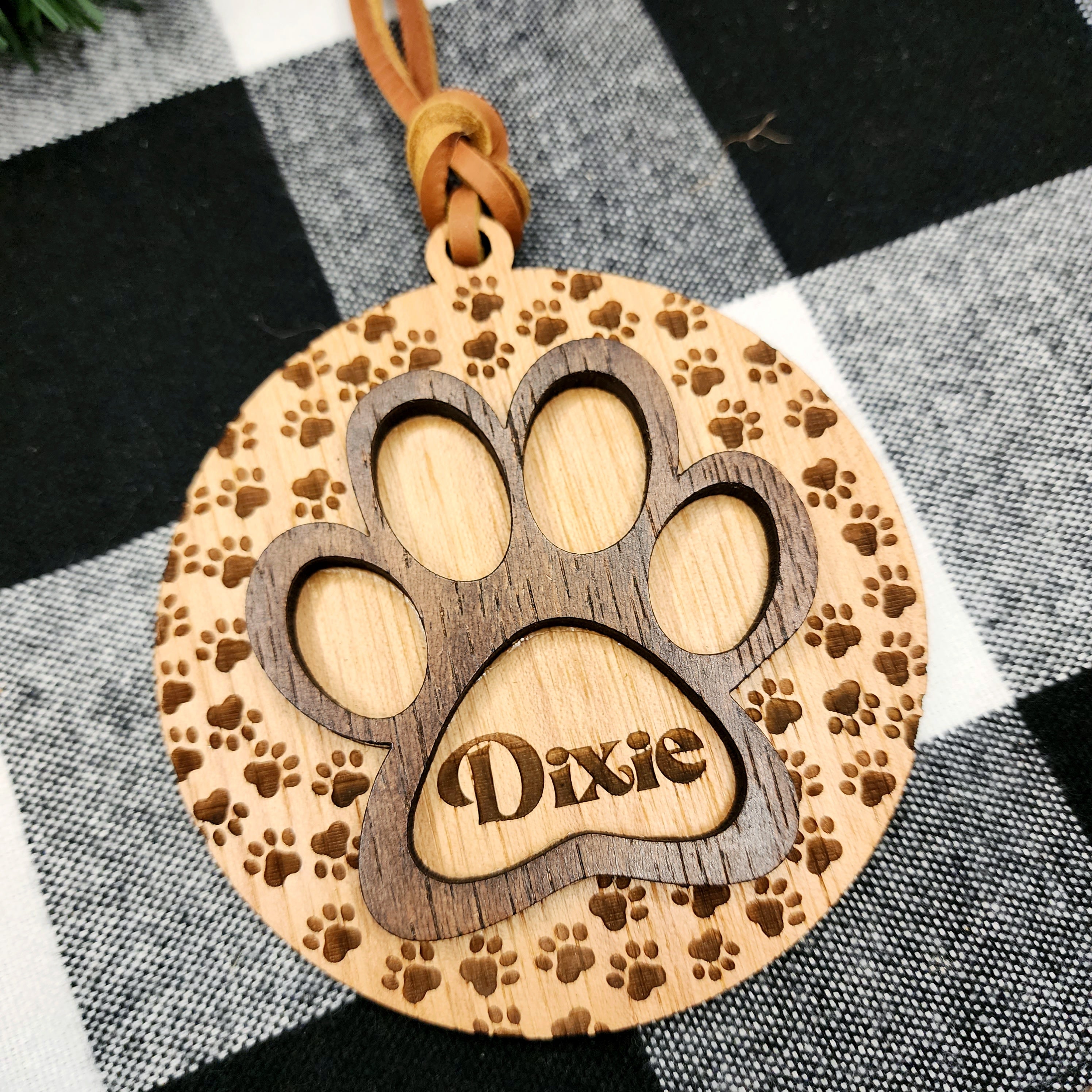 Wooden Layered Dog Print Ornament – Cherokee Grove Custom Worx